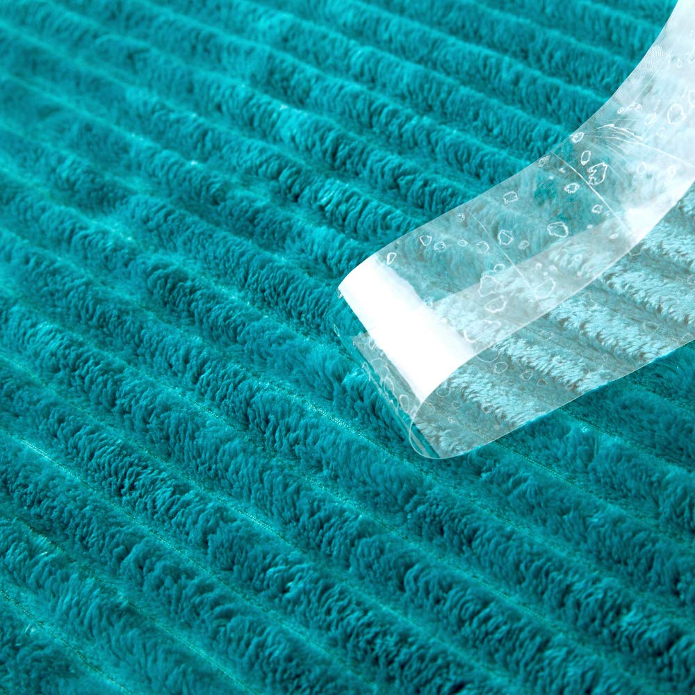 MIULEE Fleece Throw Blanket for Couch 300GSM Super Soft Lightweight Plush Striped Blanket, Teal Blue Warm Cozy Breathable Ribbed Blanket for Bed/Sofa, Throw Size 50"x60", Turquoise