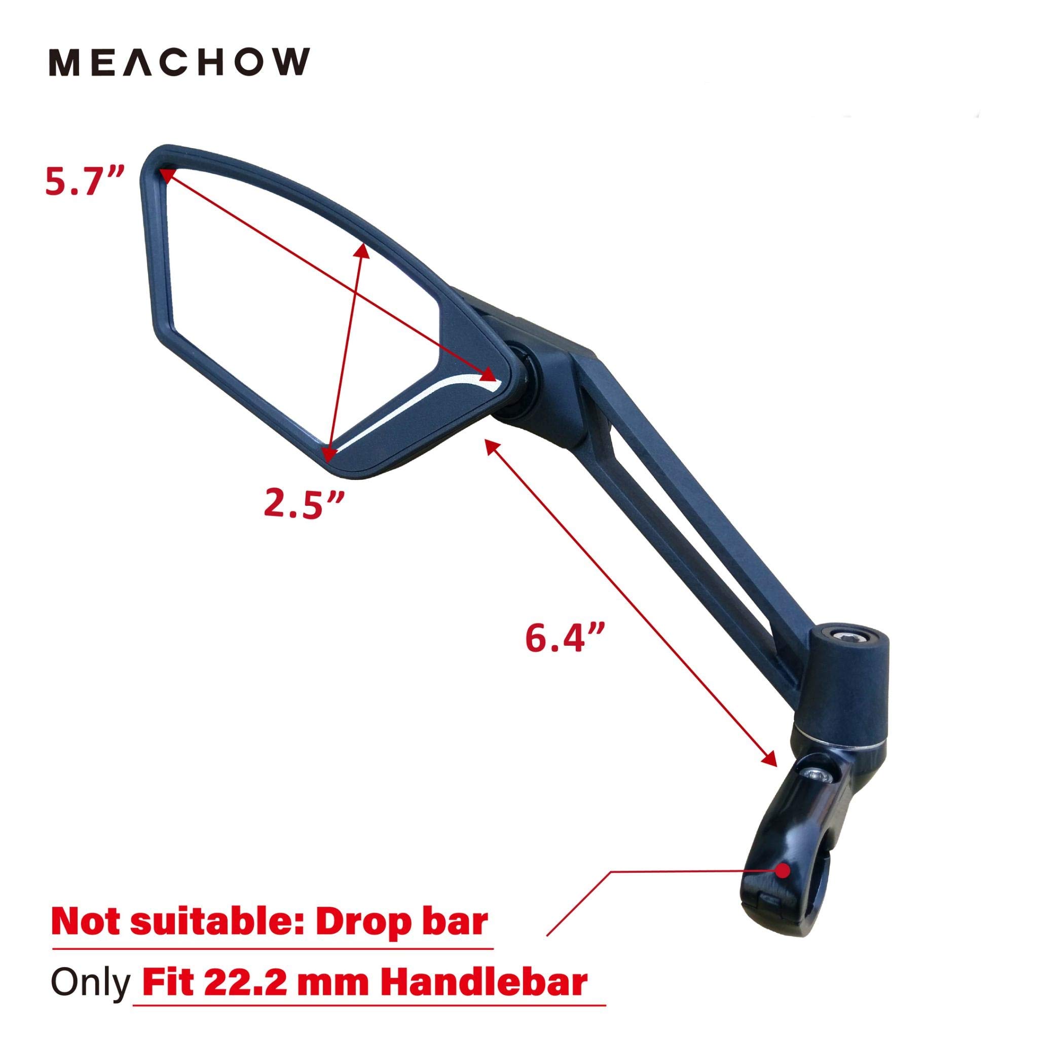 MEACHOW New Scratch Resistant Glass Lens,Handlebar Bike Mirror, Adjustable Safe Rearview Mirror, Bicycle Mirror (Silver Left Side) ME-003LS