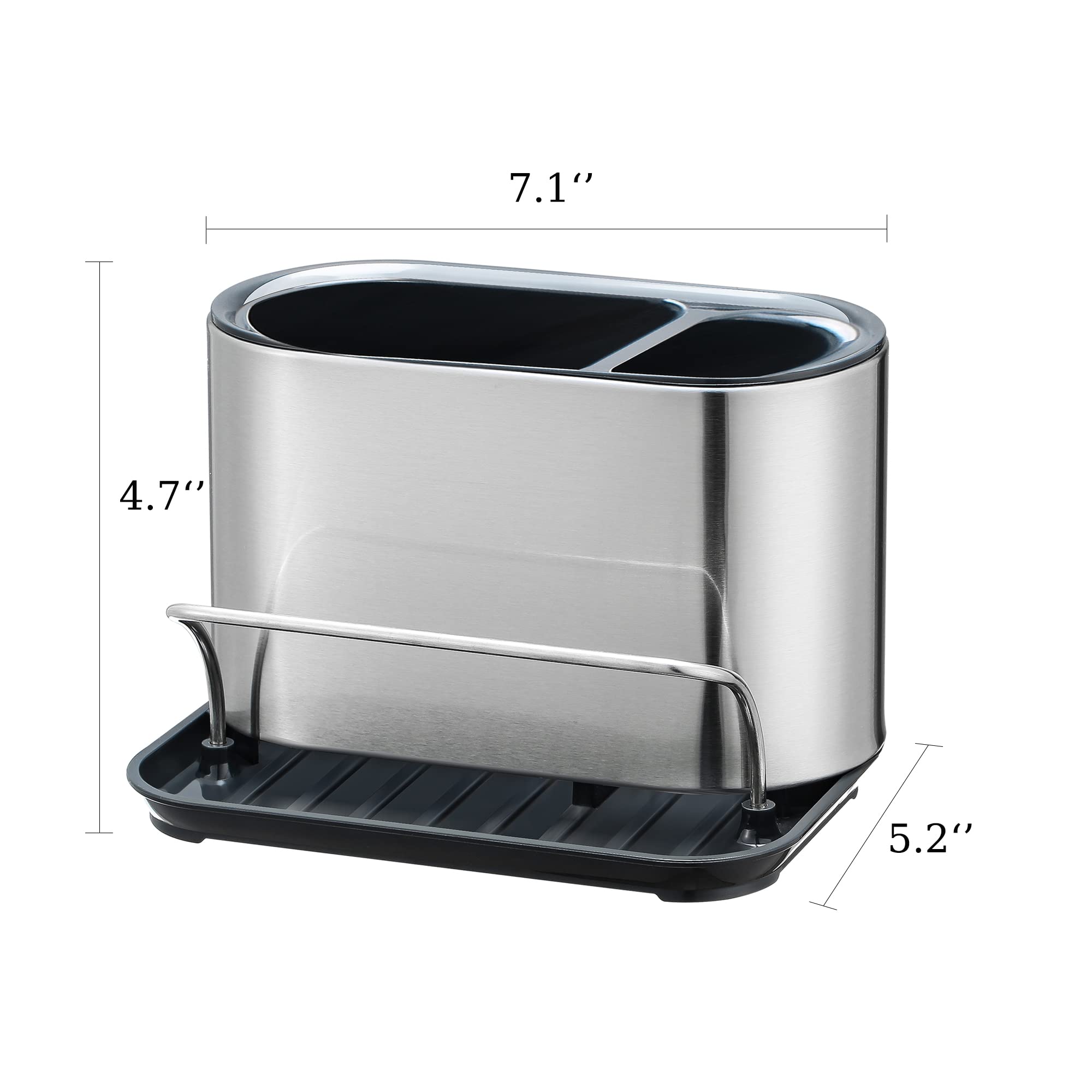SDlumeiy Stainless Steel and Plastic Sponge Holder, Stainless Steel Sink Caddy, Sponge Holder Organizer 7.1x5.2x4.7 inches,Silver Gray