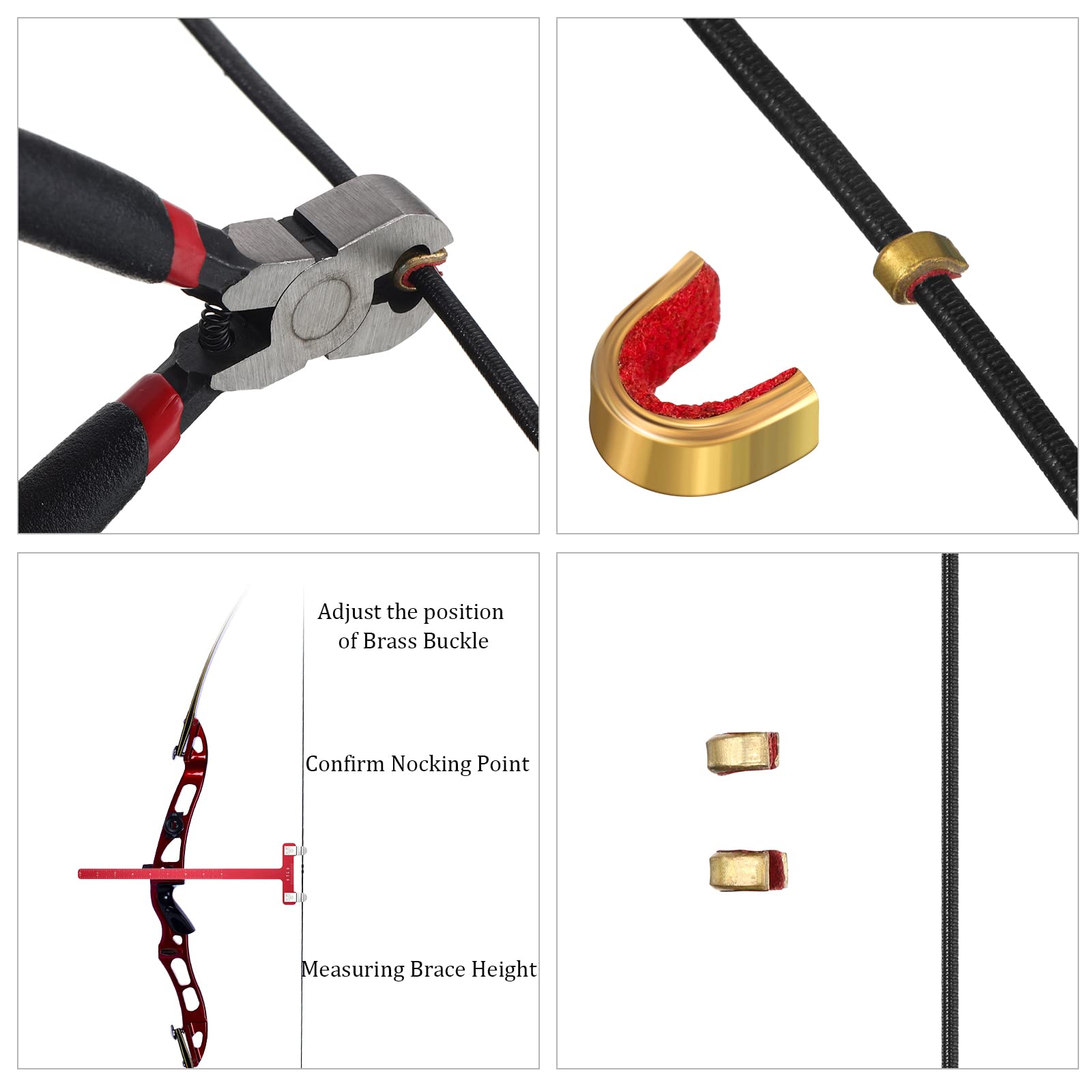 Tallew 9 Pieces Archery Bow String Nock Points Pliers Set 16 Strands Bow String Replacement Nocking Points T Shape Bow Square Ruler Archery Nocking Buckle Pliers Traditional Recurve Bow Accessories