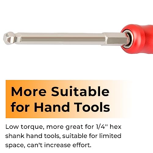 Tonsiki 9PCS Ball End Hex Head Allen Wrench Drill Bit Set, Metric S2 Steel Hex Bits Set, 1/4" Hex Shank Magnetic Screwdriver Bit Set for Assembling Furniture, 4'' Long - 1.5/2/2.5/3/4/5/6/8/10mm
