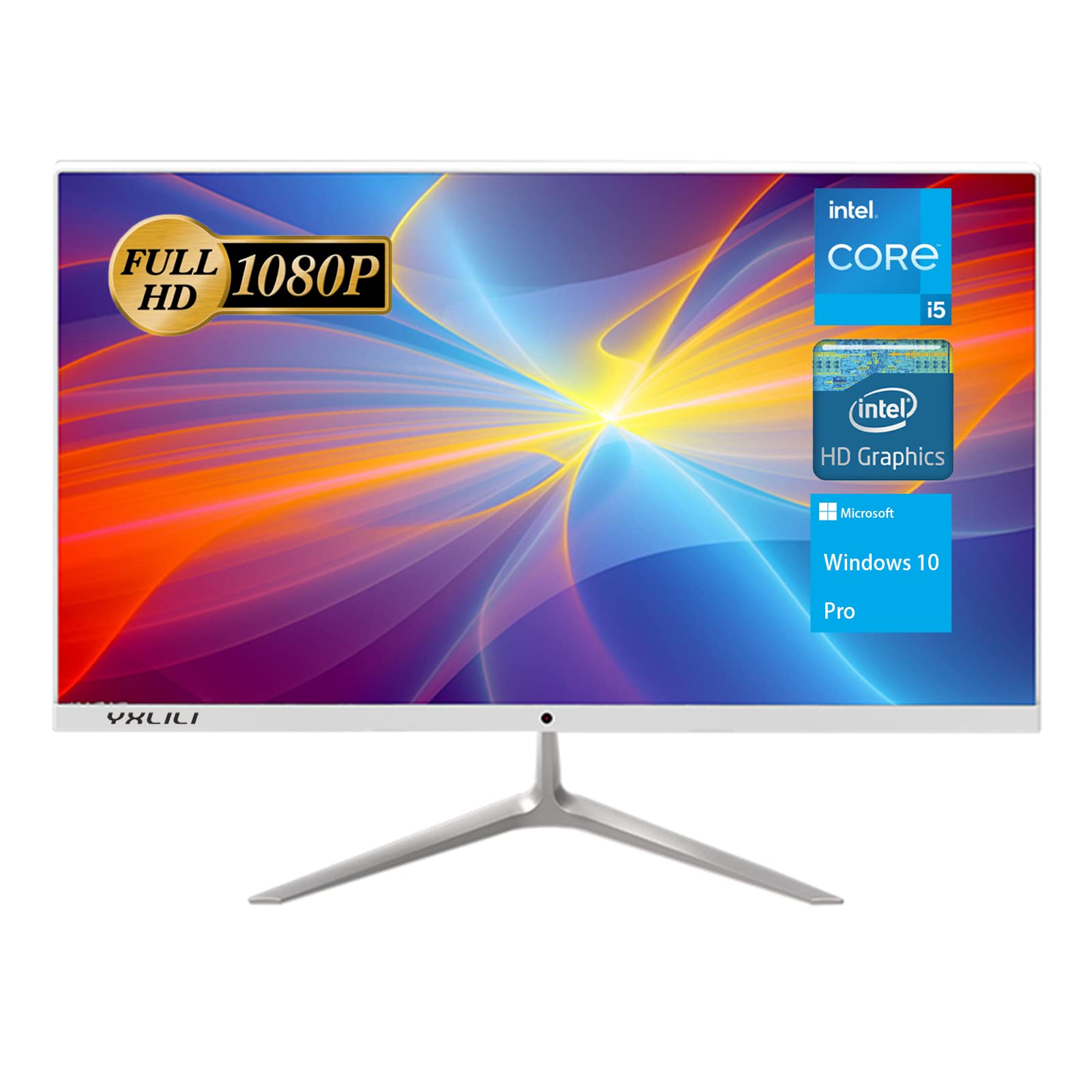 YXLILI 23.8” All in One Desktop Computer 3.2GHz Intel Core I5 Quad Core Processor 8GB DDR4, 256GB SSD, Intel HD Graphics, Webcam, WiFi, Windows 10 Pro