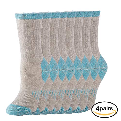 NEVSNEV 70% Merino Warm Wool Women Crew Socks - Hiking Outdoor Athletic Thermal Thickening Cushion (4pair Blue*4)