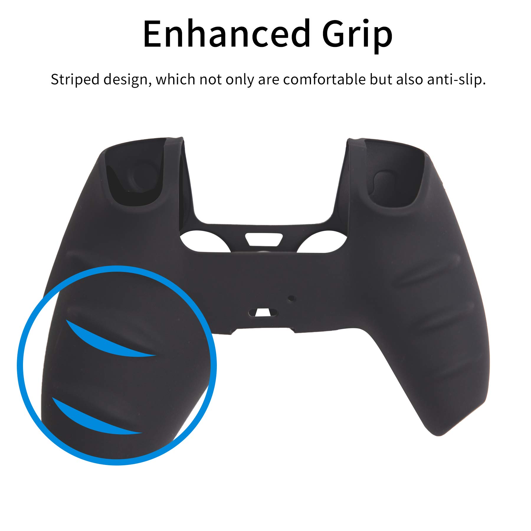 My Genik Controller Skin, Anti-Slip Grip Silicone Cover Protector Case with 2 Thumb Grips Caps for PS5 Black II
