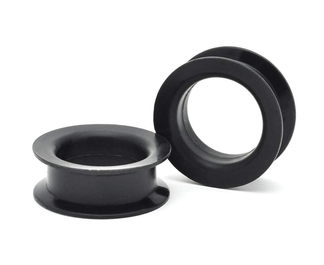 Mystic Metals Body Jewelry Large Gauge Plugs Standard Double Flared Silicone Tunnels (SIL-001)(Black) - Sold As a Pair ((36mm))
