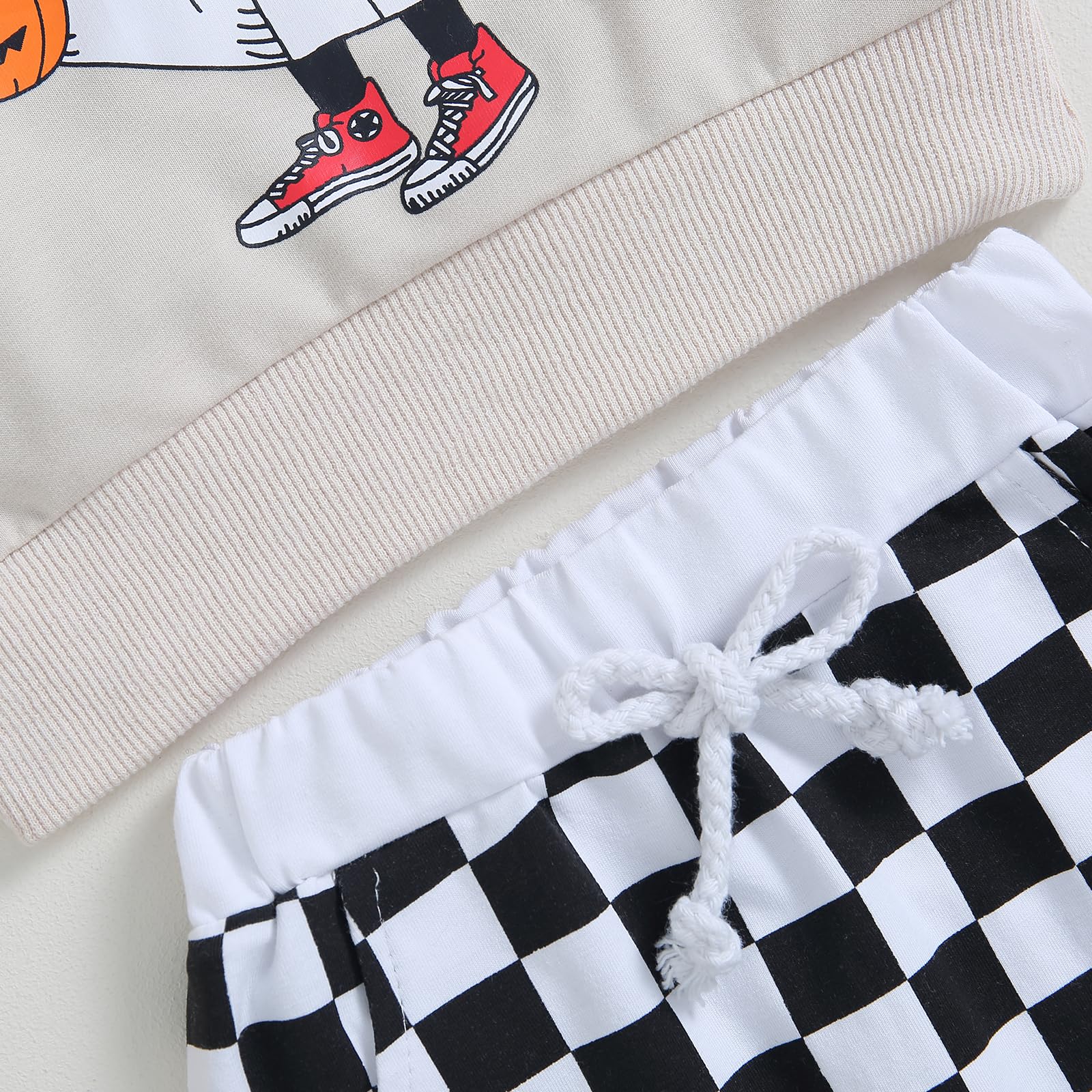 Lucikamy Toddler Baby Boy Halloween Outfit Long Sleeve Ghost/Pumpkin Sweatshirt Tops Elastic Pants 2PCS Fall Winter Clothes (Light Grey, 18-24 Months)