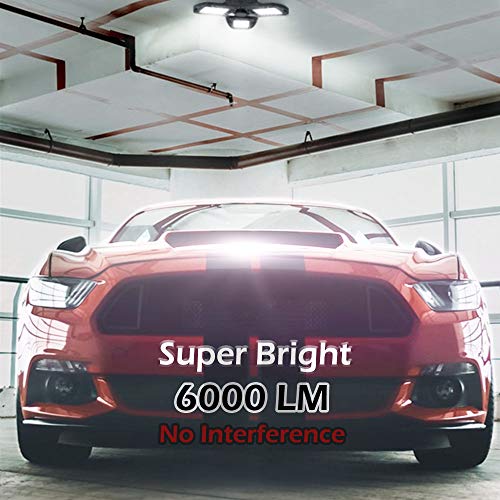 LED Garage Lights 60W, Adjustable Garage Lighting Bulbs with 3 Leaves, E26 Base, 6000 Lumens for Garage, Shop, Barn, Warehouse, Factory, Workshop.etc.