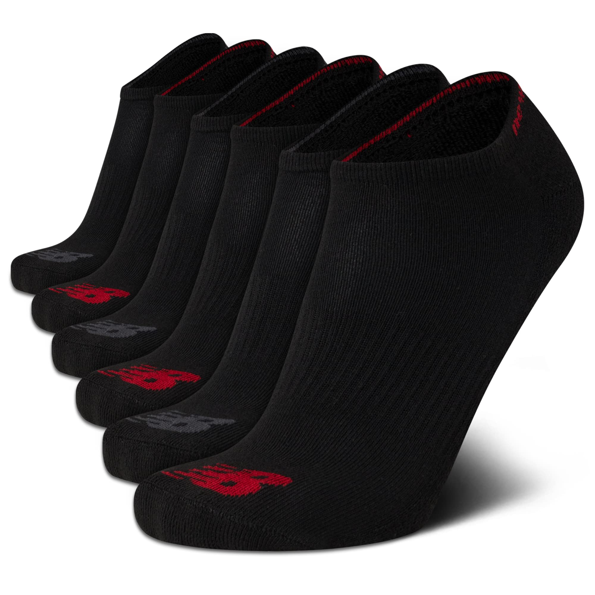 New Balance Men's Low Cut Basic 6-Pack Socks, Size 6-12.5, White/Grey