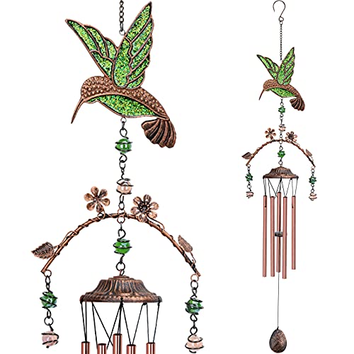 Wind Chimes - Hummingbird Wind Chimes for Outside Deep Tone 34 inches 5 Aluminum Tubes, Birthday Anniversary Hummingbird Gifts for Mom, Grandma, Daughter, Decoration for Home, Garden, Patio, Backyard