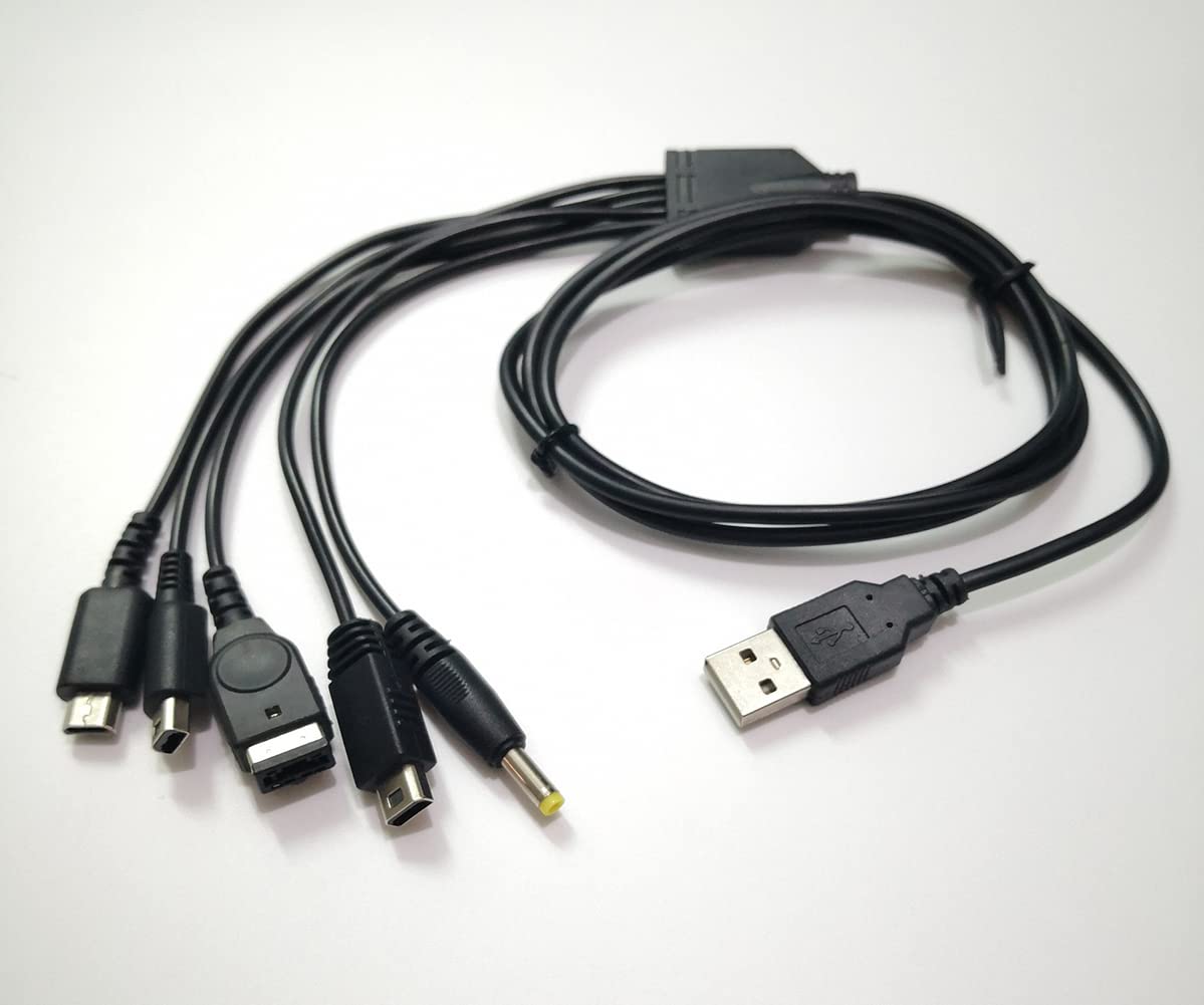 SZATXUK 5 in 1 USB Charger Cable Compatible with GBA SP/3DS/NDS Lite/WII U/PSP