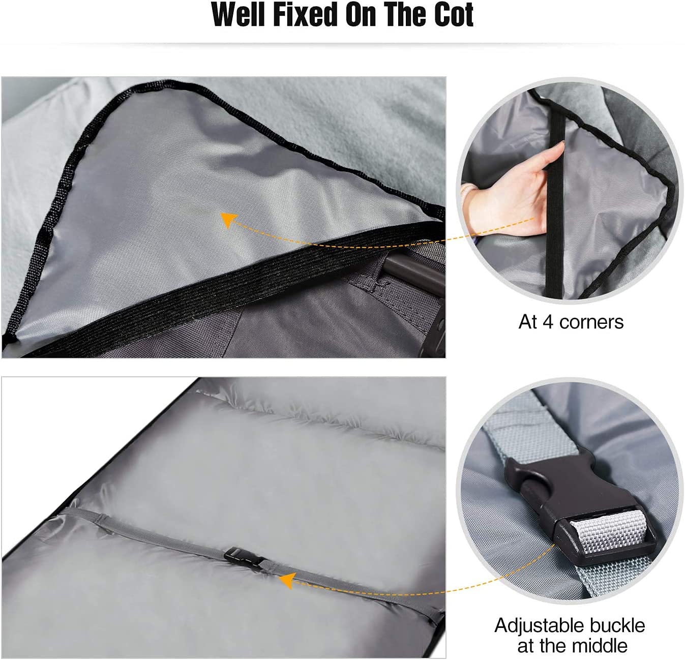 REDCAMP Folding Camping Cots with Cot Pads for Adults 500lbs, Double Layer Oxford Strong Heavy Duty Wide Sleeping Cots for Camp Office Use, Portable with Carry Bag, Grey