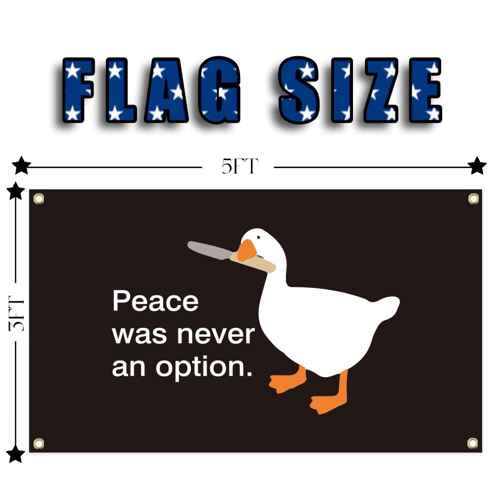 LLDOR Peace Was Never An Option Funny Flag 3X5 Feet Flag Banner 4 Brass Grommets, For College Dorm Room Bedroom Decor…