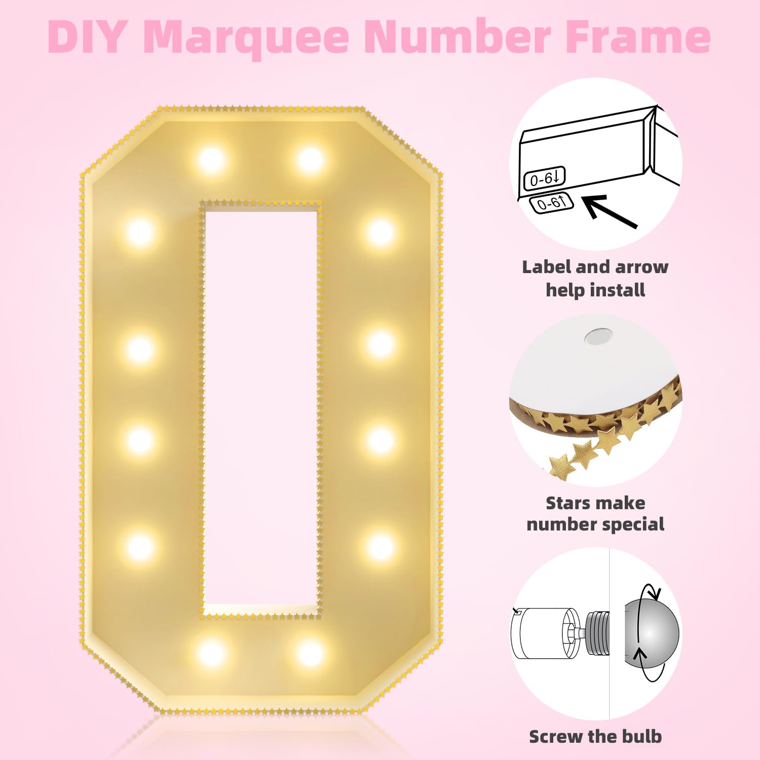 Marquee Numbers 4 Feet Tall Large Light Up Numbers for Party, 60th 65th 16th 4FT Birthday Decorations Anniversary Decor