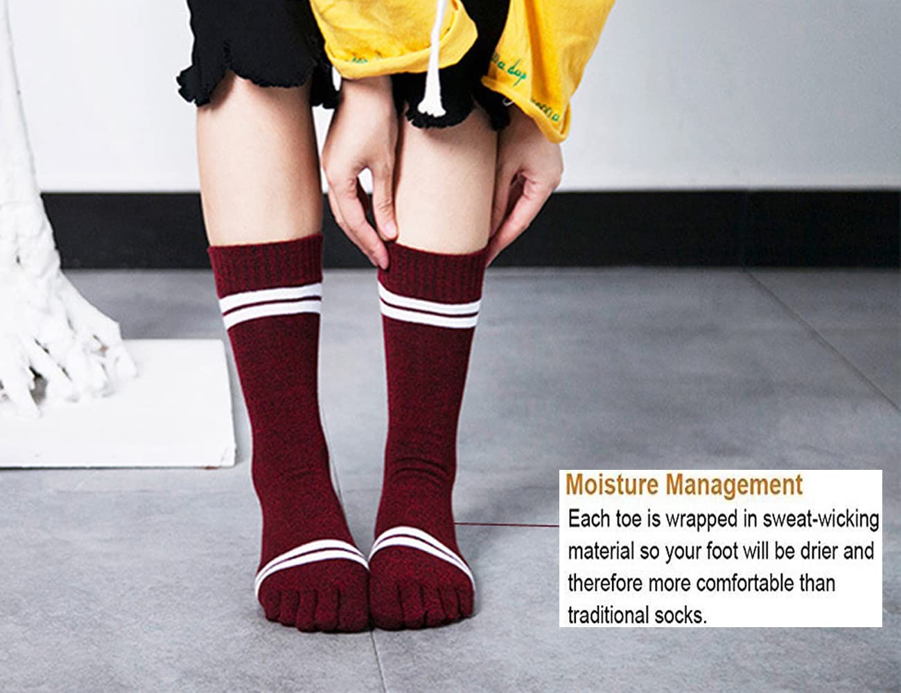 MWMart Toe Socks 5 Pack Women Men Cotton Socks Crew Five Finger Socks Running Athletic for Men Women