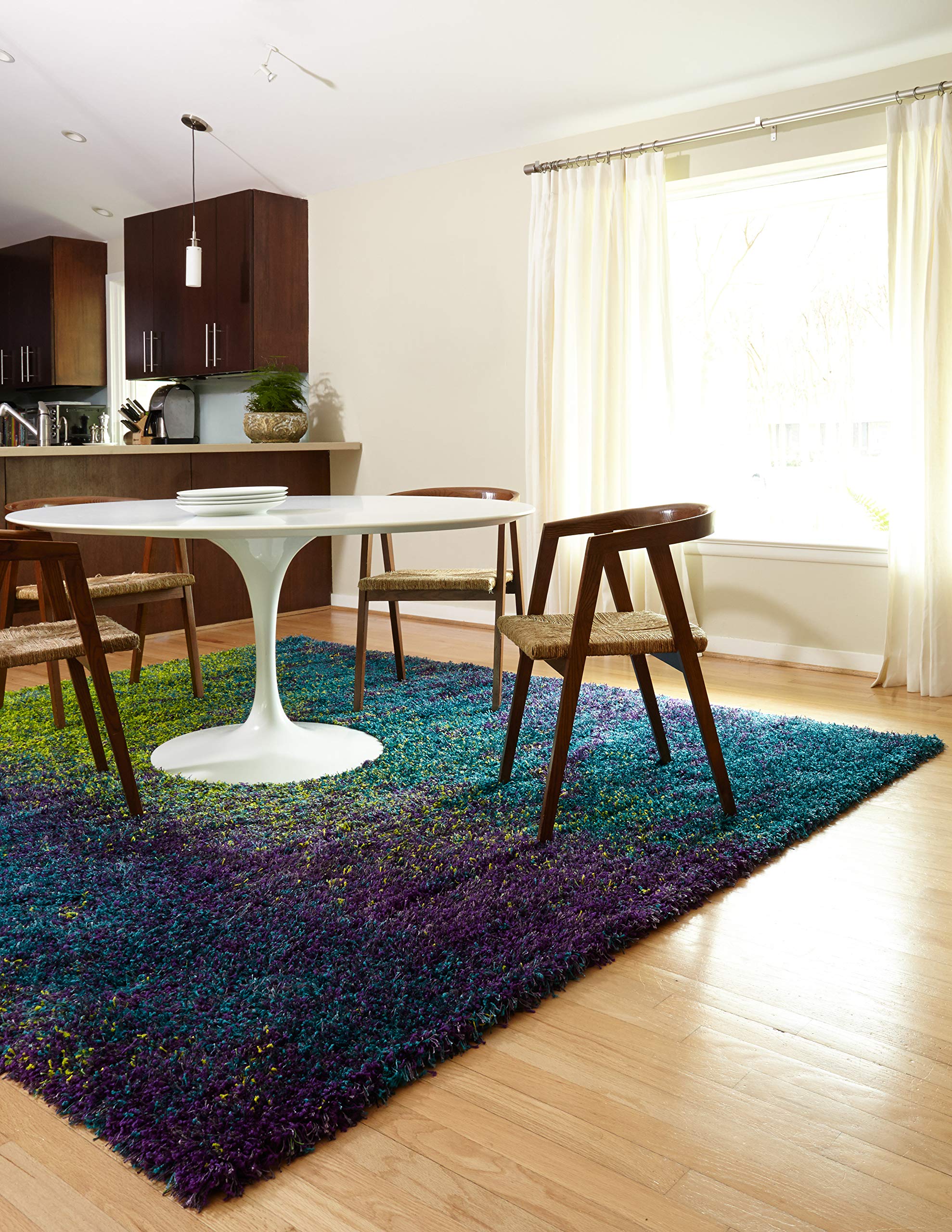 Loloi II Barcelona Shag Collection BS-03 Peacock/Lime, Shags 7'-7" x 10'-5" Area Rug,BARCBS-03PXLL77A5