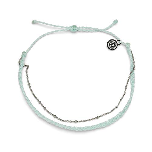 Pura Vida Silver Satellite Chain Anklet - Adjustable Band, 100% Waterproof - Brand Charm, Winterfresh