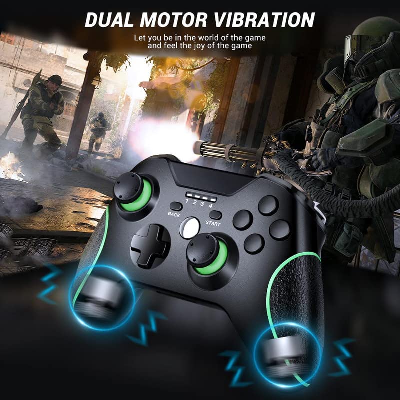 OKHAHA Wireless Controller for Xbox One (X/S), Series X/S, PS3&PC, 3rd-Party PC Controller Wireless for PS3 Controller for Xbox One Controller Wireless for Xbox Controller Wireless 2.4GHZ Black Green