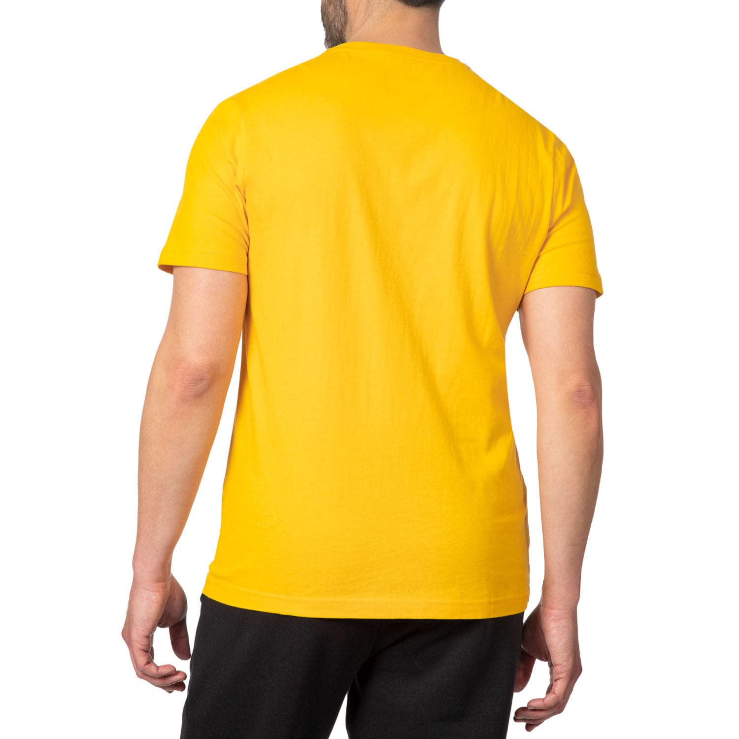 Reebok Stacked Crewneck T-Shirt Slim Fit| Men's Workout Ready Graphic Front | 100% Cotton T-Shirts - Bright Ochre Small