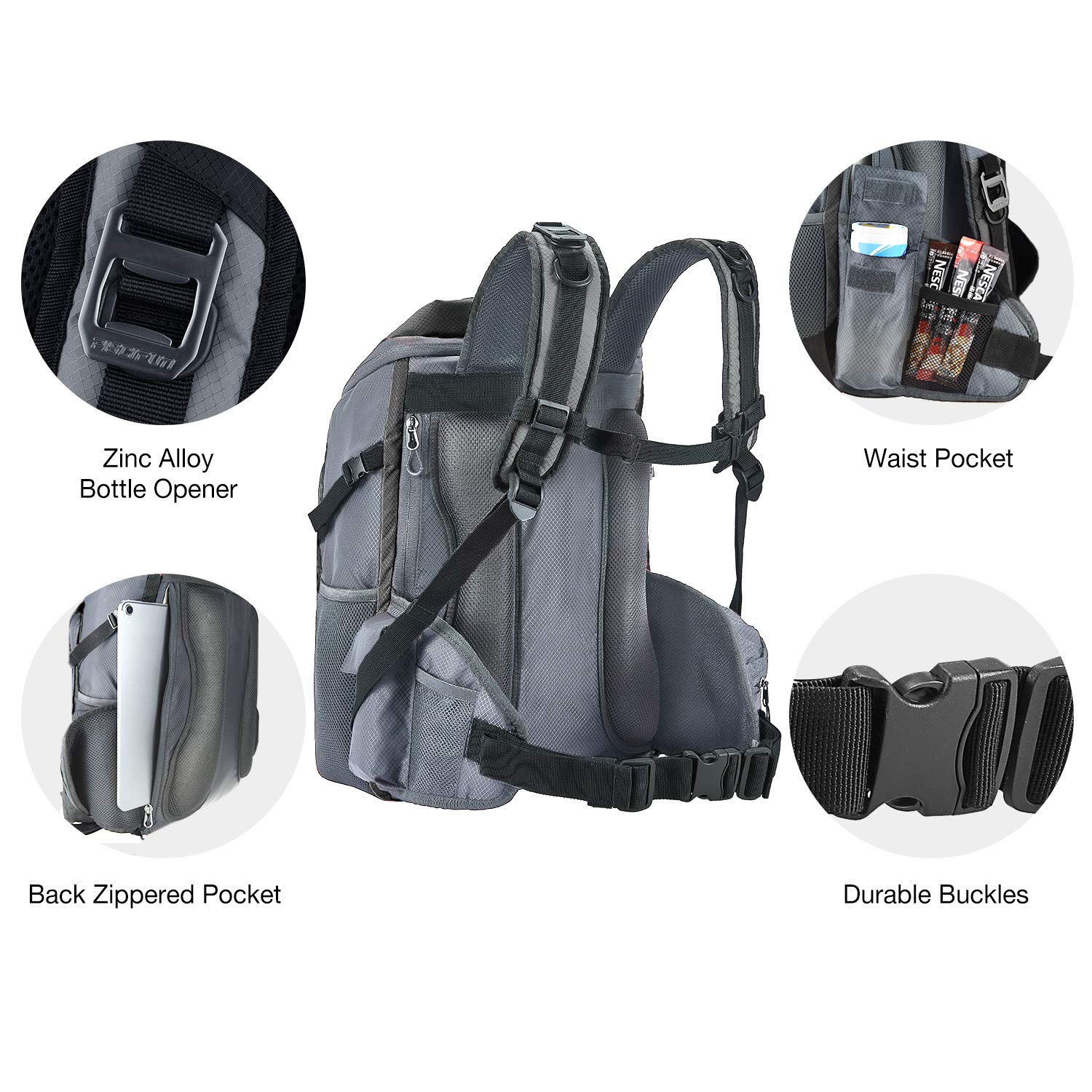 Piscifun Cooler Backpack - Large Insulated Leakproof Cooler Bag for Men and Women, Keeps Food and Drinks Cool and Fresher Grey