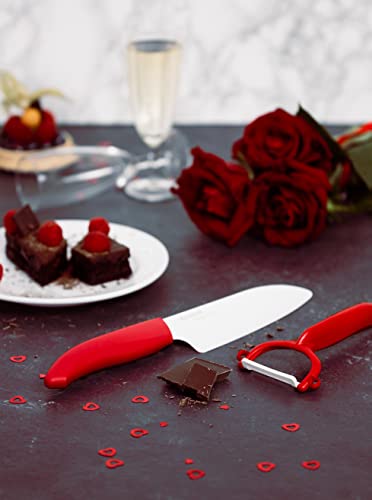 Kyocera Revolution Series Ceramic Santoku, Chef Knife for Your Cooking Needs, 5.5”, Red