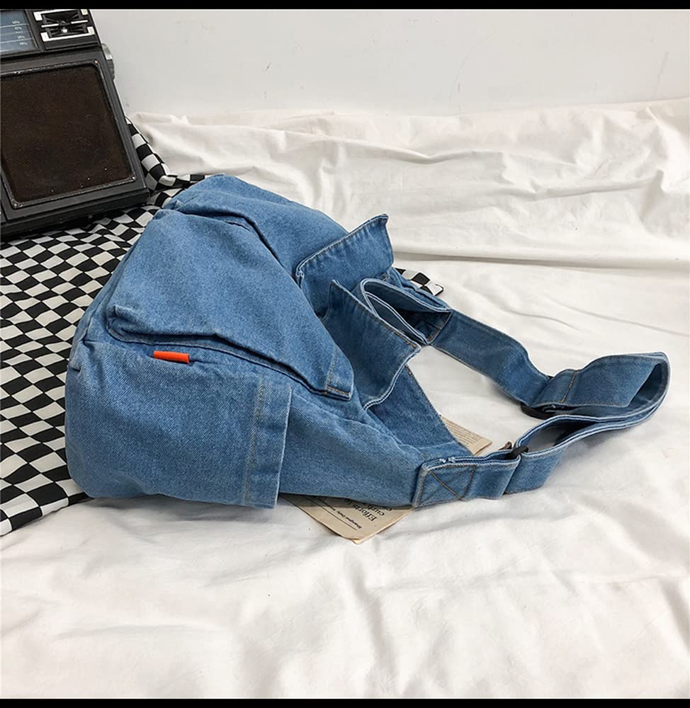 Single color Denim Canvas Handbag Cross Body Shoulder Purse Bag Tote-Handbag for Women (zz88 Light blue)