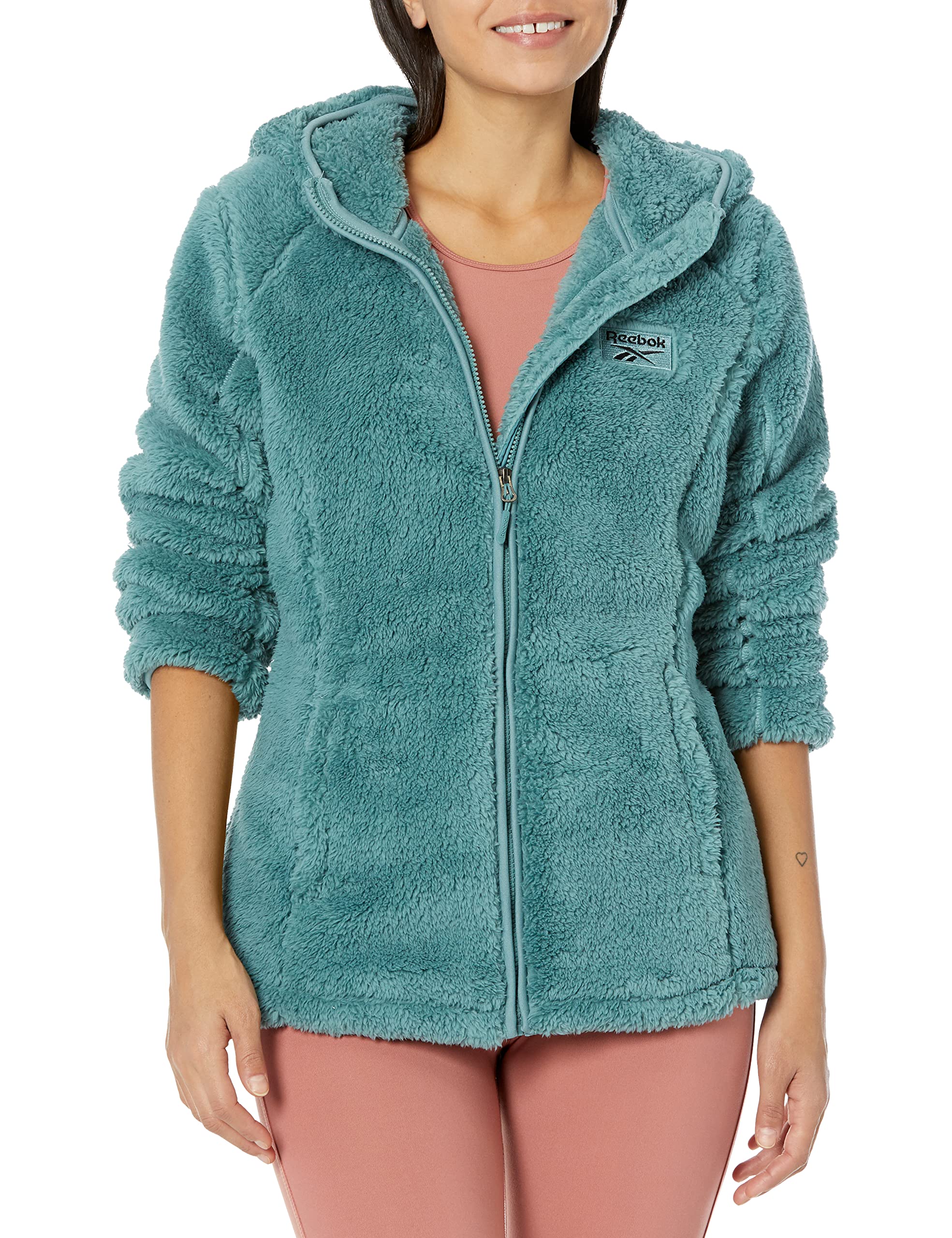 Reebok Women's Double Monkey Fleece Climb Jacket, Mystic Lake, Medium