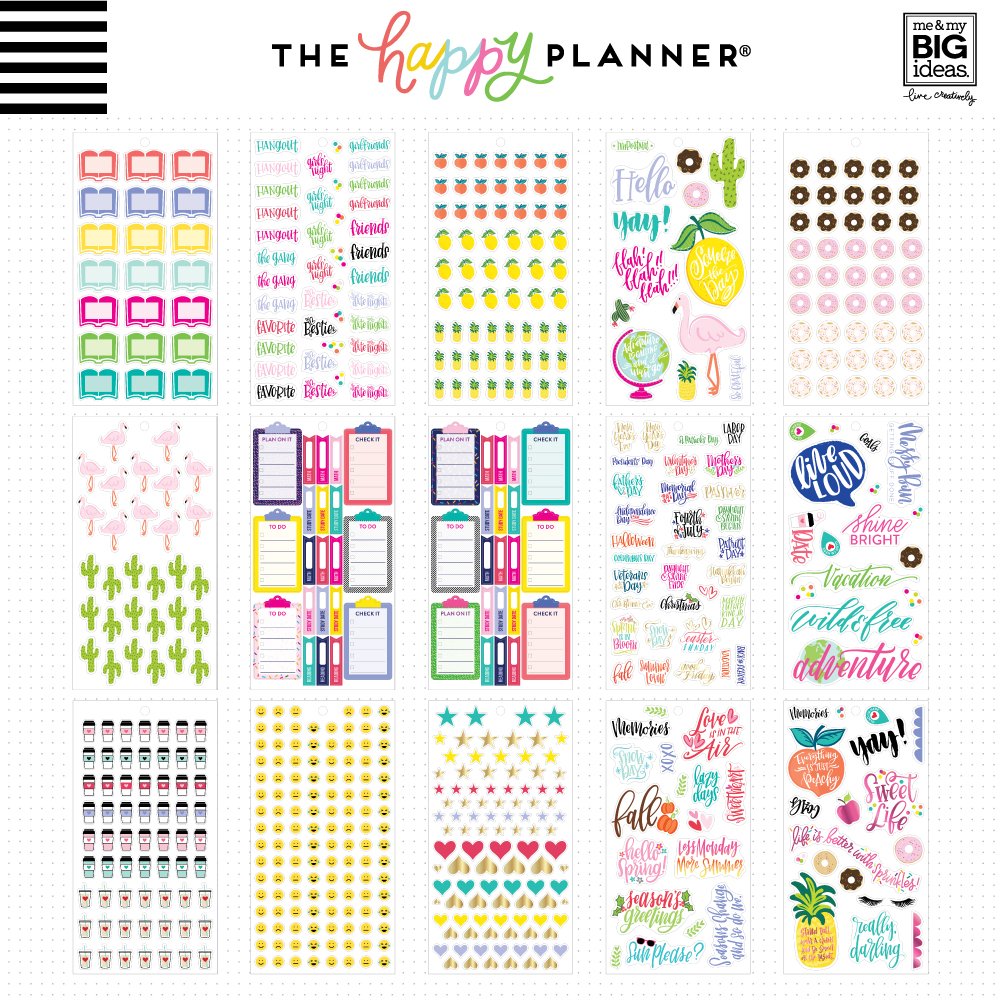 me & my BIG ideas Sticker Value Pack - The Happy Planner Scrapbooking Supplies - Multi-Color & Gold Foil - Great for Projects, Scrapbooks & Albums - 30 Sheets, 1016 Stickers Total