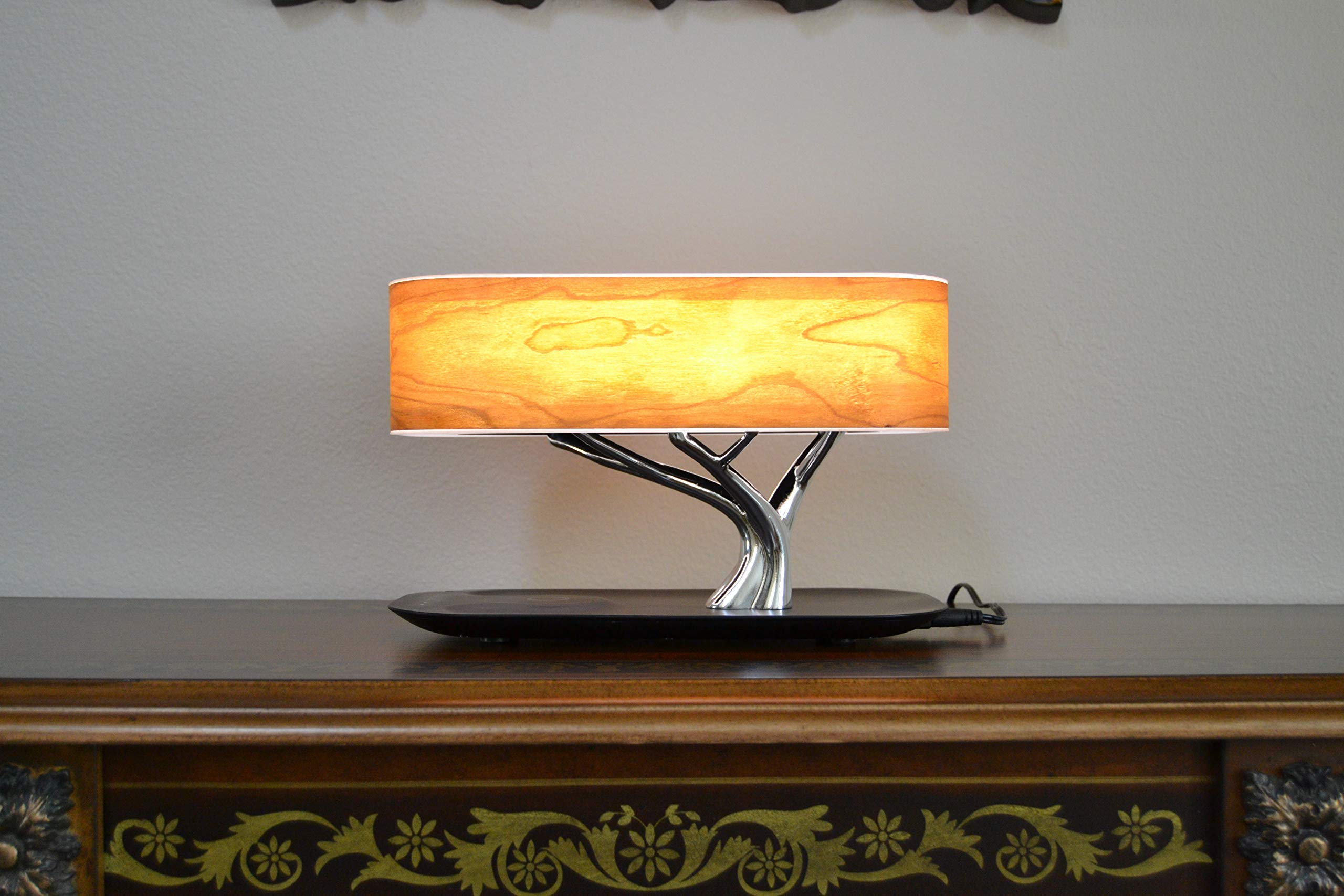 SBOTLIGHT Bedside Tree Lamp with Bluetooth Speaker and Wireless Charger Desk Tree of Life lamp Sleep Mode Stepless Dimming LED Night Light QI Charging Phones Wireless Charge