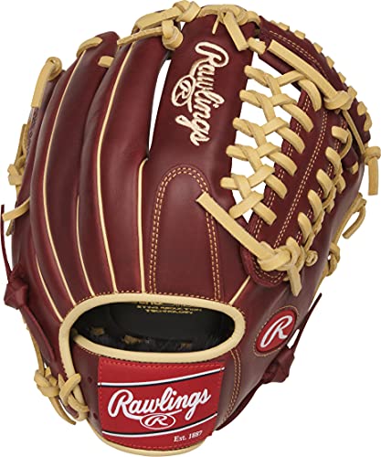 Rawlings | SANDLOT Baseball Glove | Left Hand Throw | 11.75" - Modified Trap-Eze Web, 11.75 inch - Trapeze Web - Burgundy