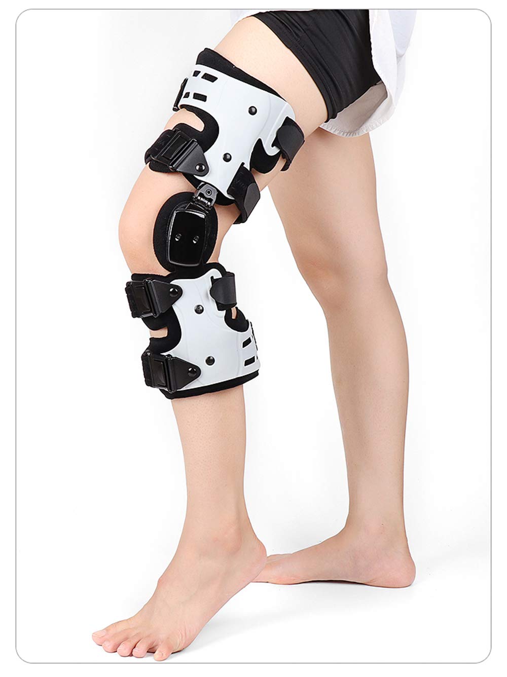 PHASFBJ Orthopedic Hinged Knee Brace, Knee Joint Splint Adjustable Leg Support Fracture Stabilizer for Men & Women ACL Ligament Injuries Sports Injuries Arthritis,Right