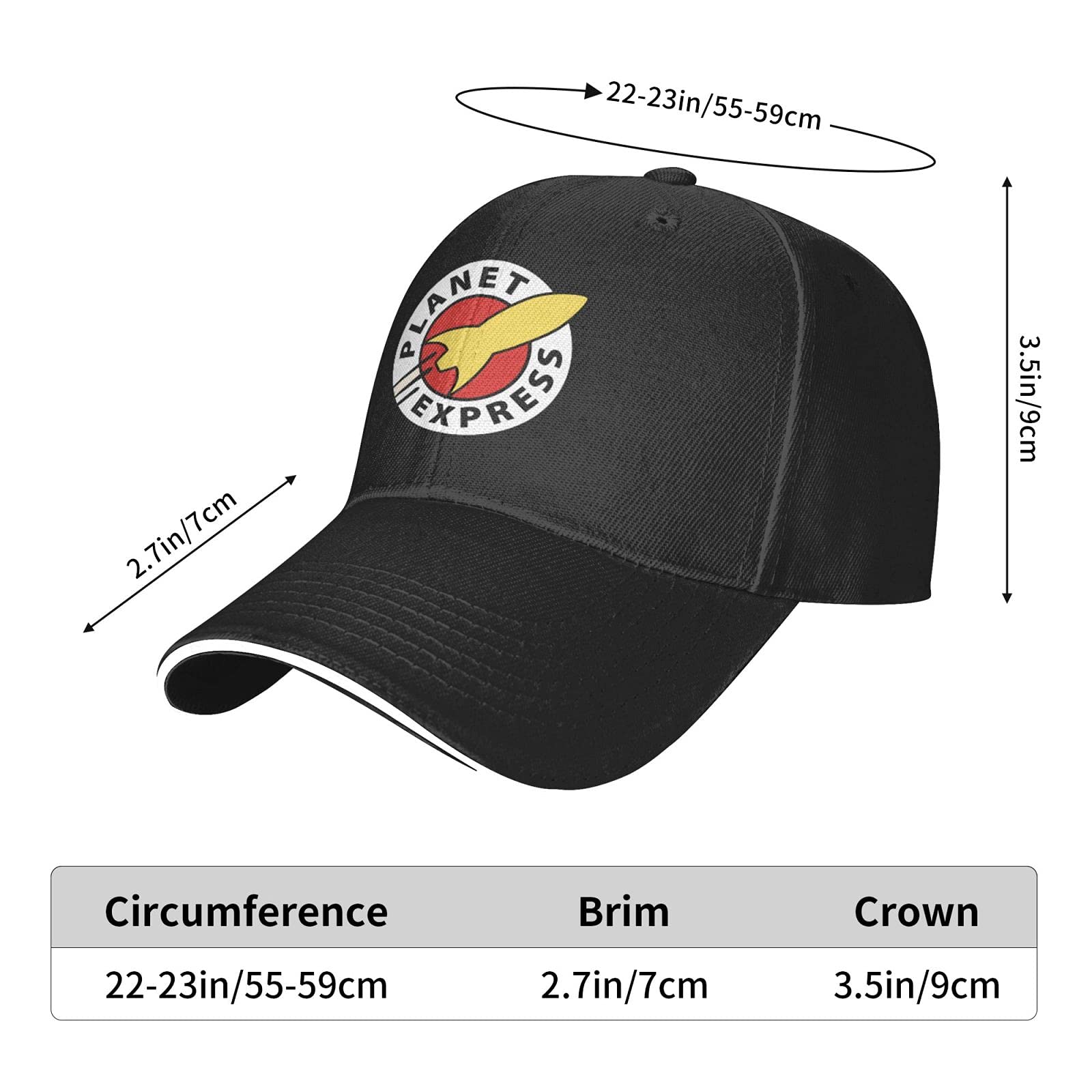 Planet Express Baseball Cap Trucker Hat Unisex Truck Driver Cap Sun Hat Black