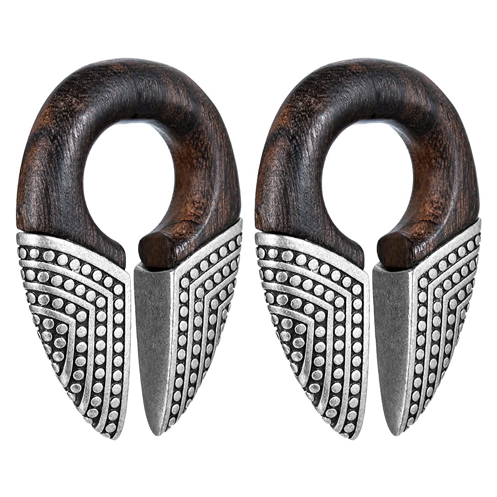 PUNKYOUTH 2PCS Wood Ear Weight Plugs and Tunnels Expander Gauges Stretcher Earrings Gauge 9/16/"(14mm) (#2 Silver-9/16)