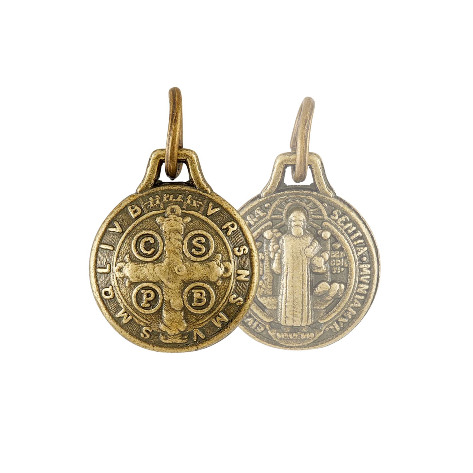 Religious Gifts Gold Tone Saint Benedict Pendant, Mini Double Sided St Benedictine Medal, Catholic Keepsake, 1/2 Inches