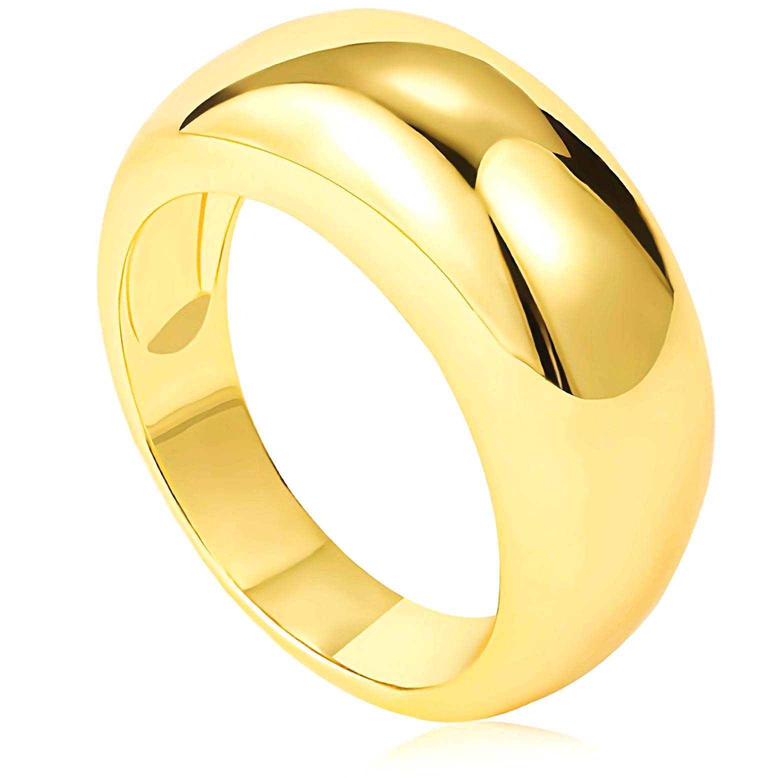 N-N Classic Fashion Stacking Ring Woman 18K Gold Chunky Thick Ring Best Mom Gift birthday gift Cute Dome Cocktail Statement Ring Size5-10