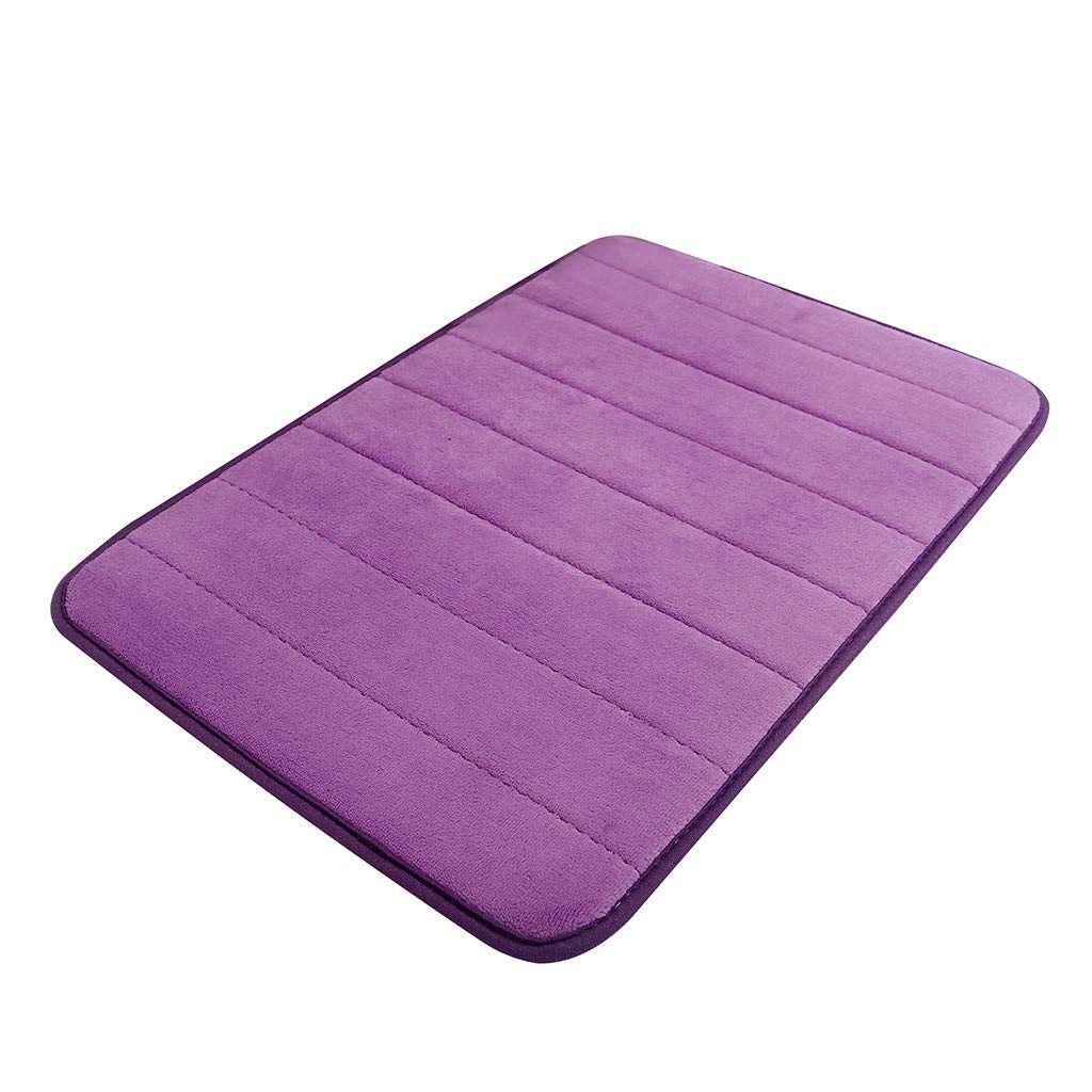 Non-Slip Shaggy Bathroom Rugs Absorbent Soft Memory Foam Mat Bath Bathroom Bedroom Floor Shower Rug Home Decor (Purple)