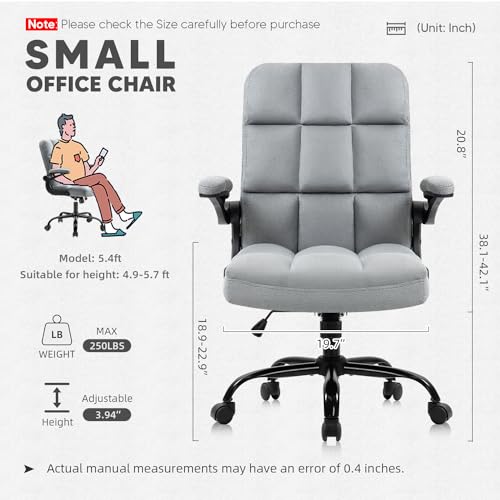 SEATZONE Home Office Chairs with Wheels, Comfortable Ergonomic Flip-up Armrest Adjustable Computer Desk Chair Backward Tilt