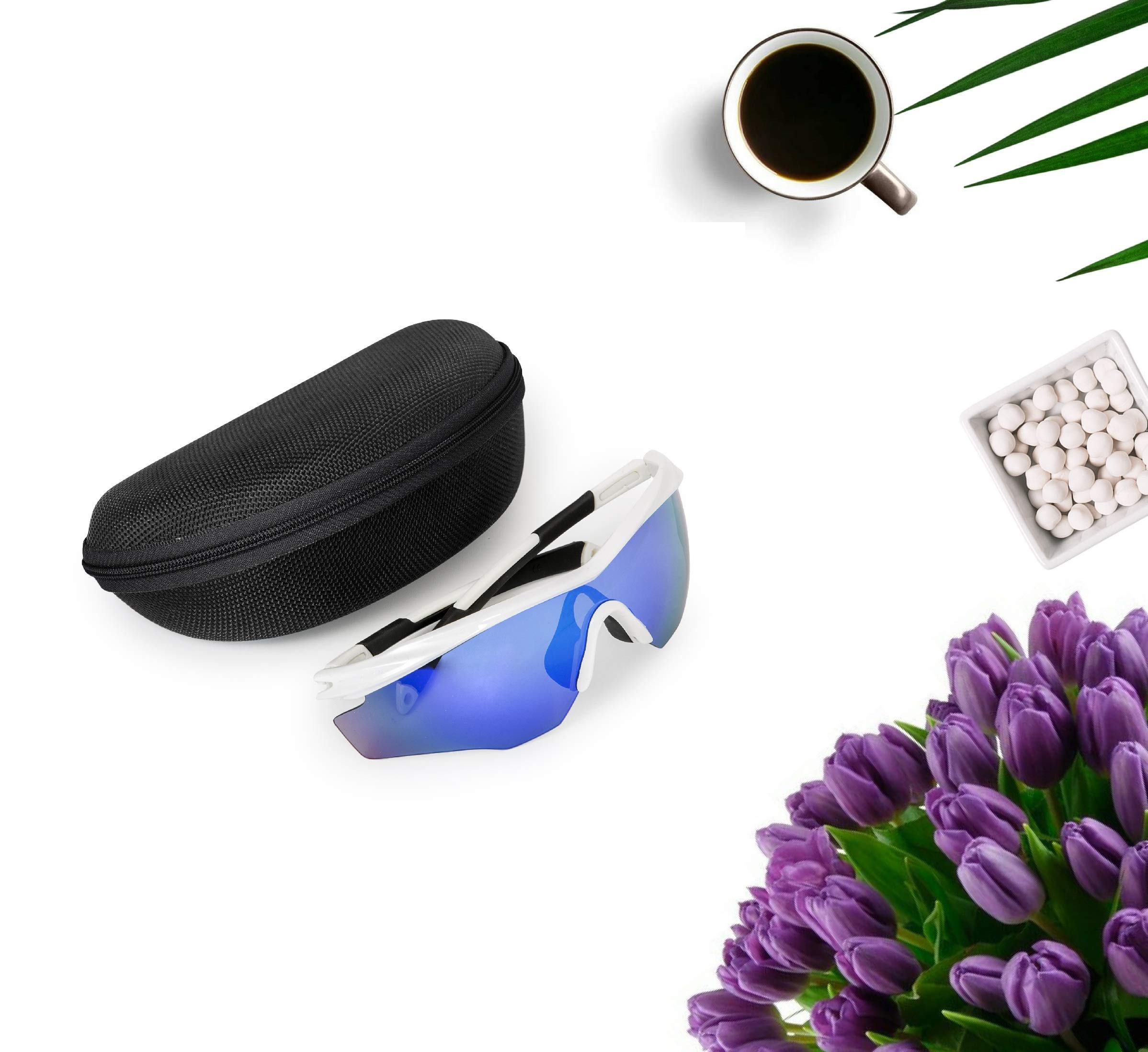 Mazzeo 3 Pack Semi Hard Sunglass Case for Sports Size Sunglasses and Safety Glasses