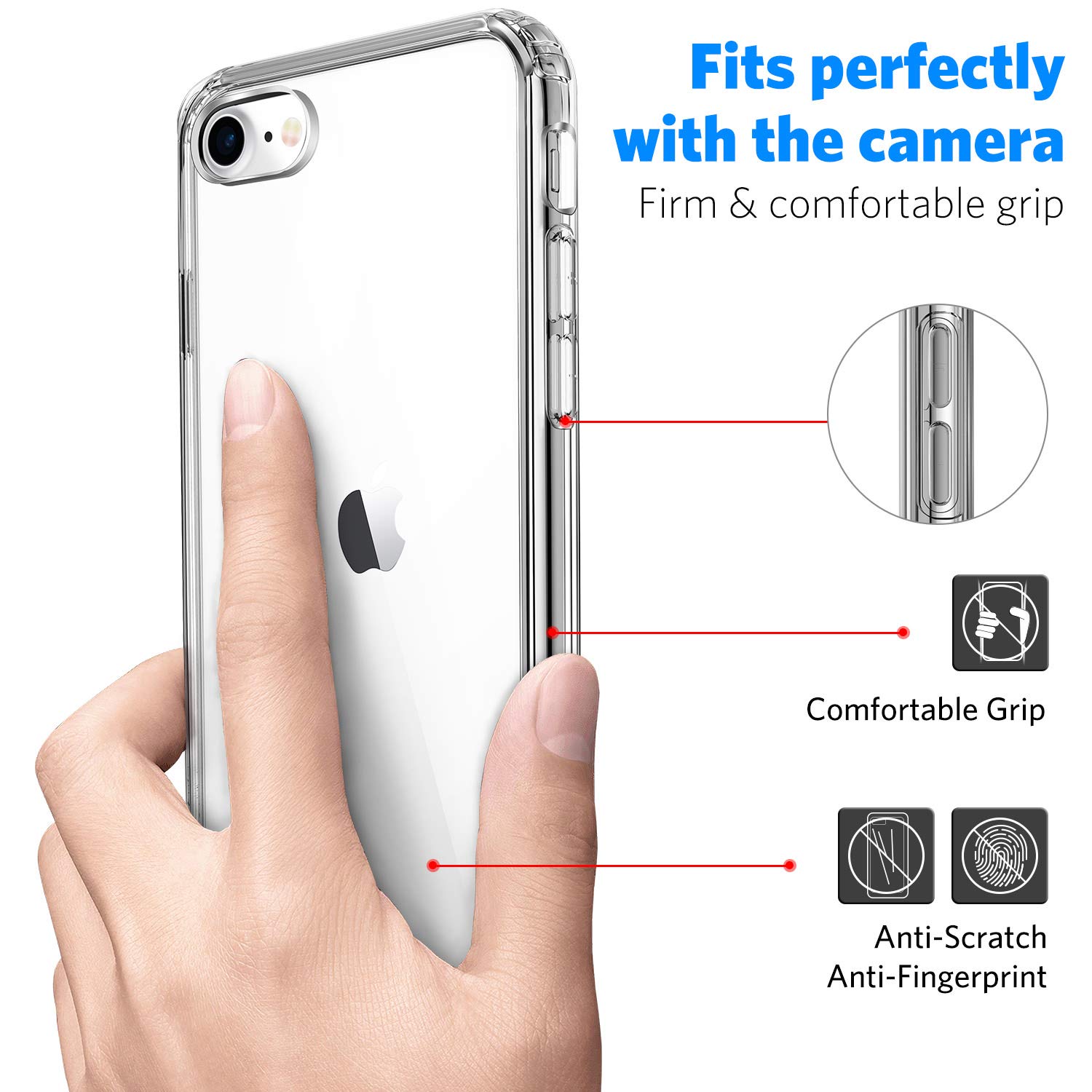 Mkeke Compatible with iPhone SE 2022/2020 Case, Crystal Clear Case for iPhone 8 Case and iPhone 7 Case