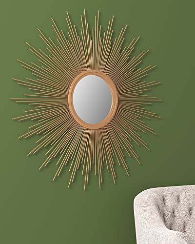 Madison Park Wall Décor Fiore Metal Sunburst Mirror for Living Room - Home Accent, Ready to Hang Bedroom Decoration, 29.5" Diameter, Gold
