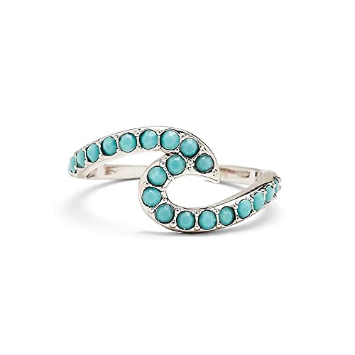 Pura Vida Silver-Plated Stone Wave Toe Ring w/Turquoise - Adjustable Ends, Brass Base - One Size