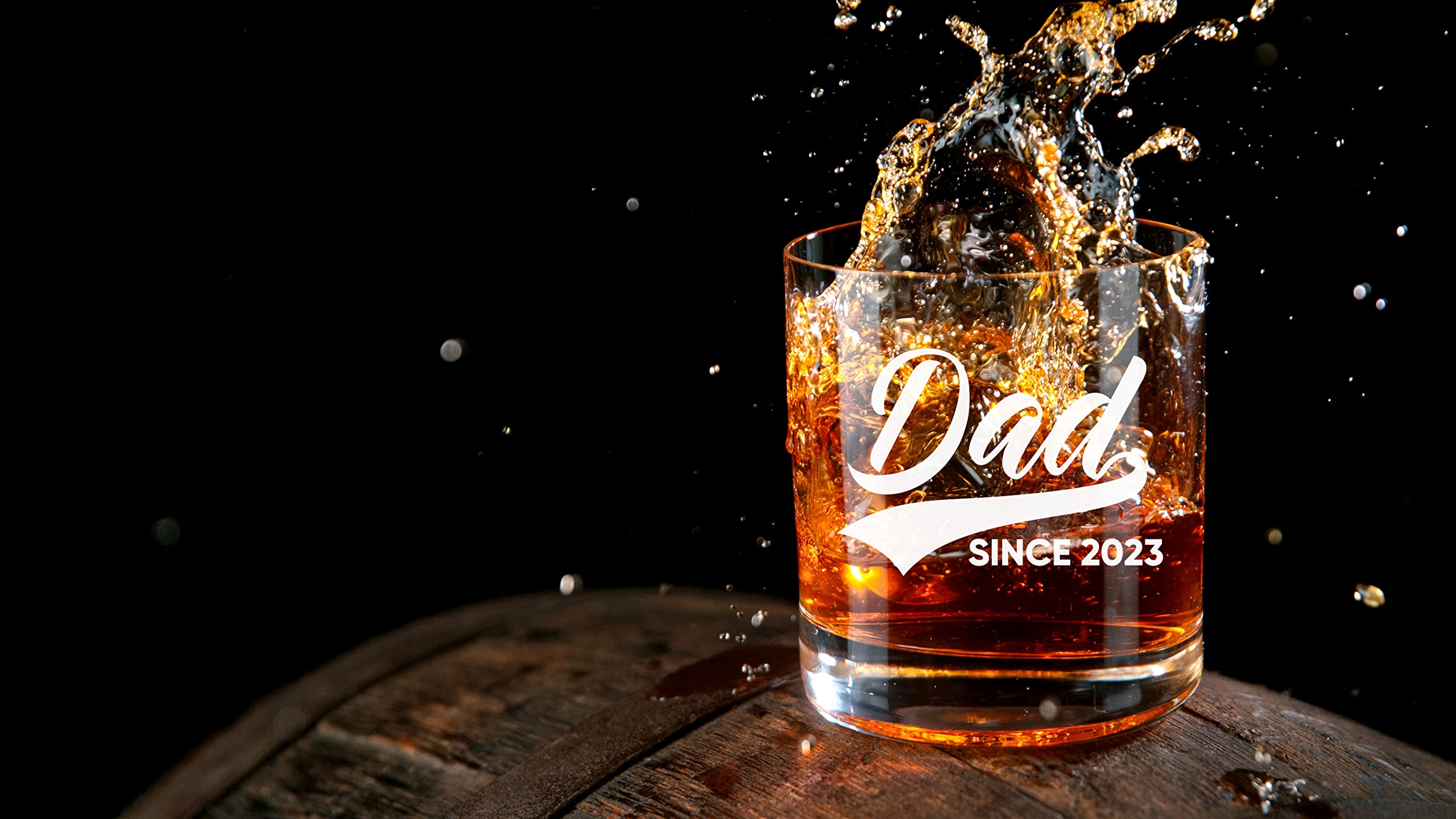 New Dad Gifts - Dad Since 2023" Whiskey Glass 11oz - Funny and Unique Gift Idea for New Dad, From Daughter, Son, 1st, Expectant, Daddy to Be