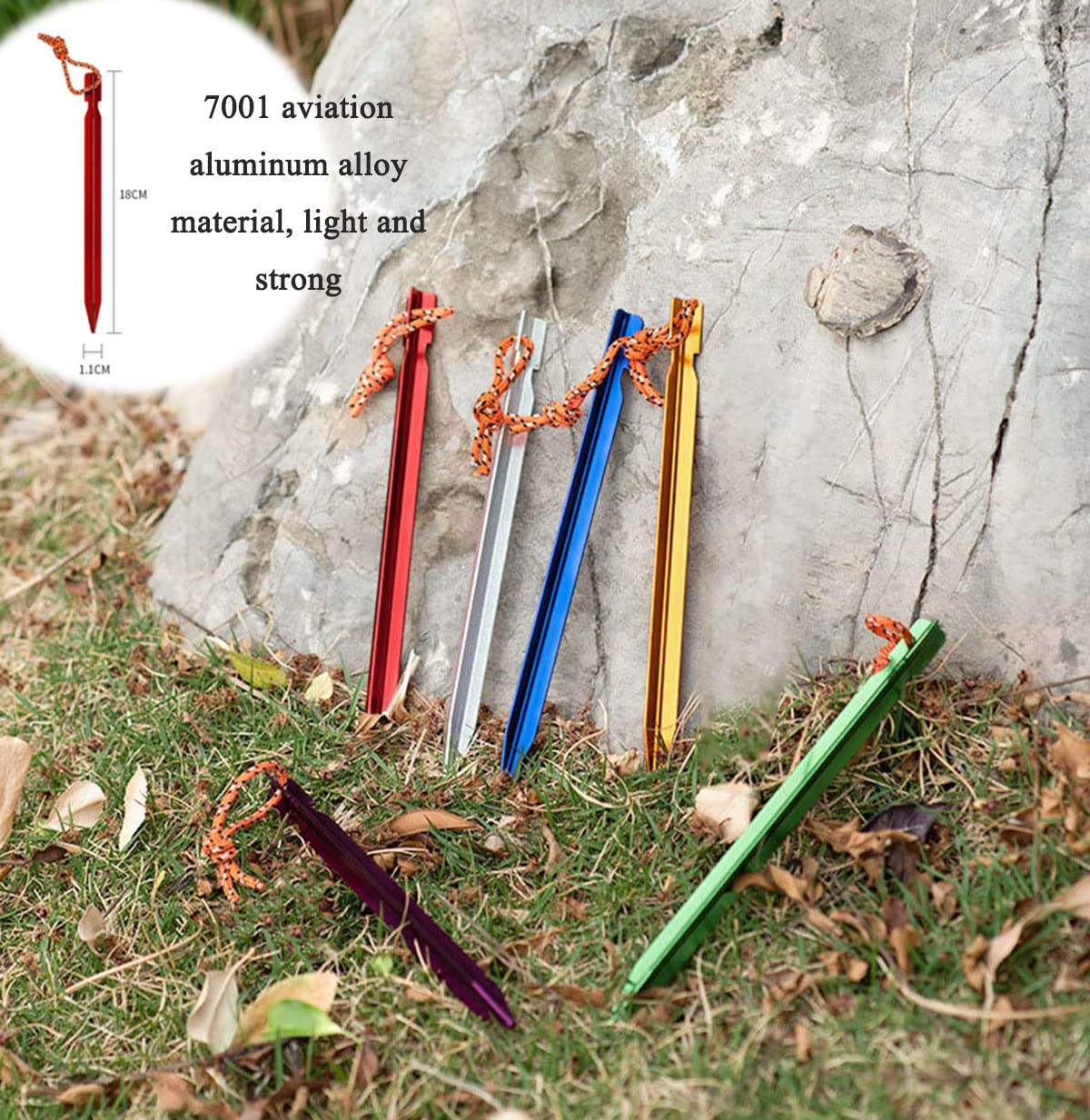 SKYROSEXSDCT Tent Stakes Set Self-Locking Nail with Storage Bag for Outdoor Tent Construction Camping Travel Essential Tent Accessories