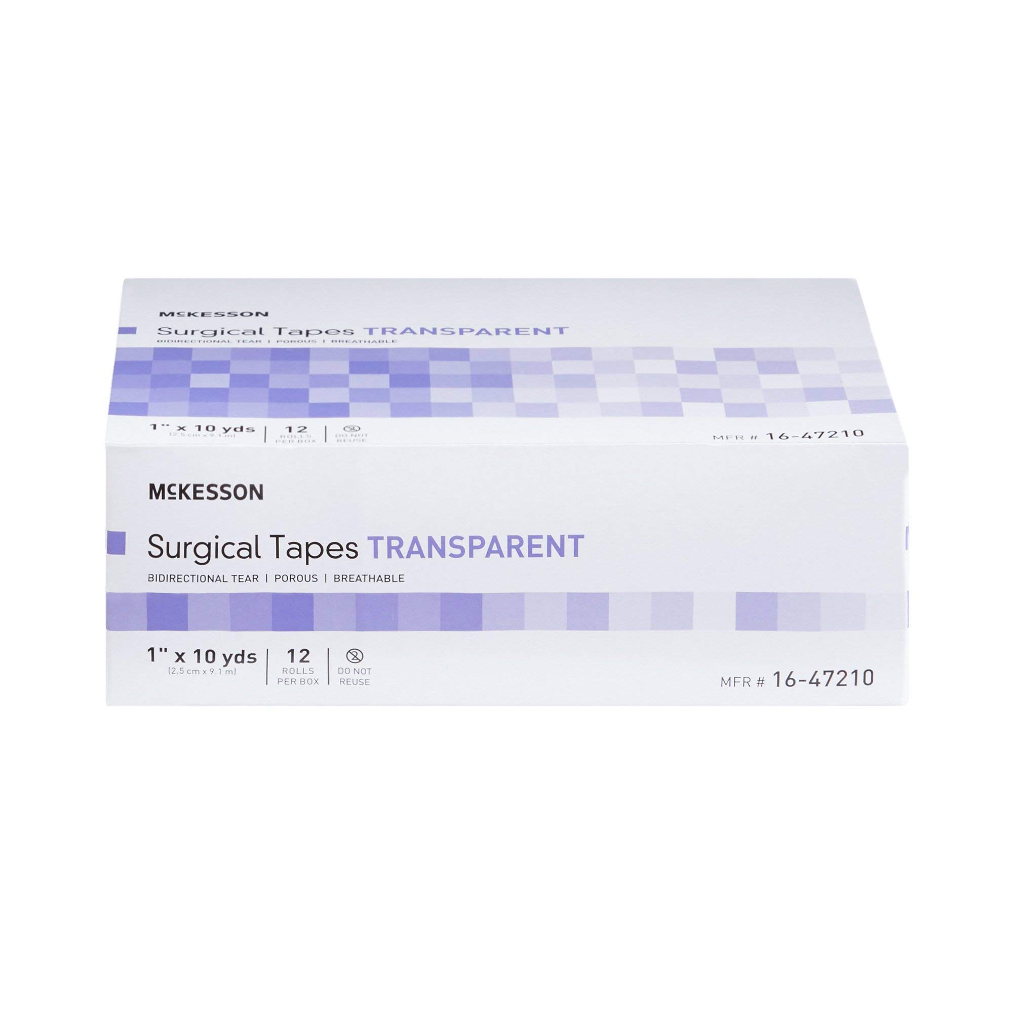McKesson Surgical Tape, Non-Sterile, Air Permeable Plastic, 1 in x 10 yd, 12 Rolls, 1 Pack