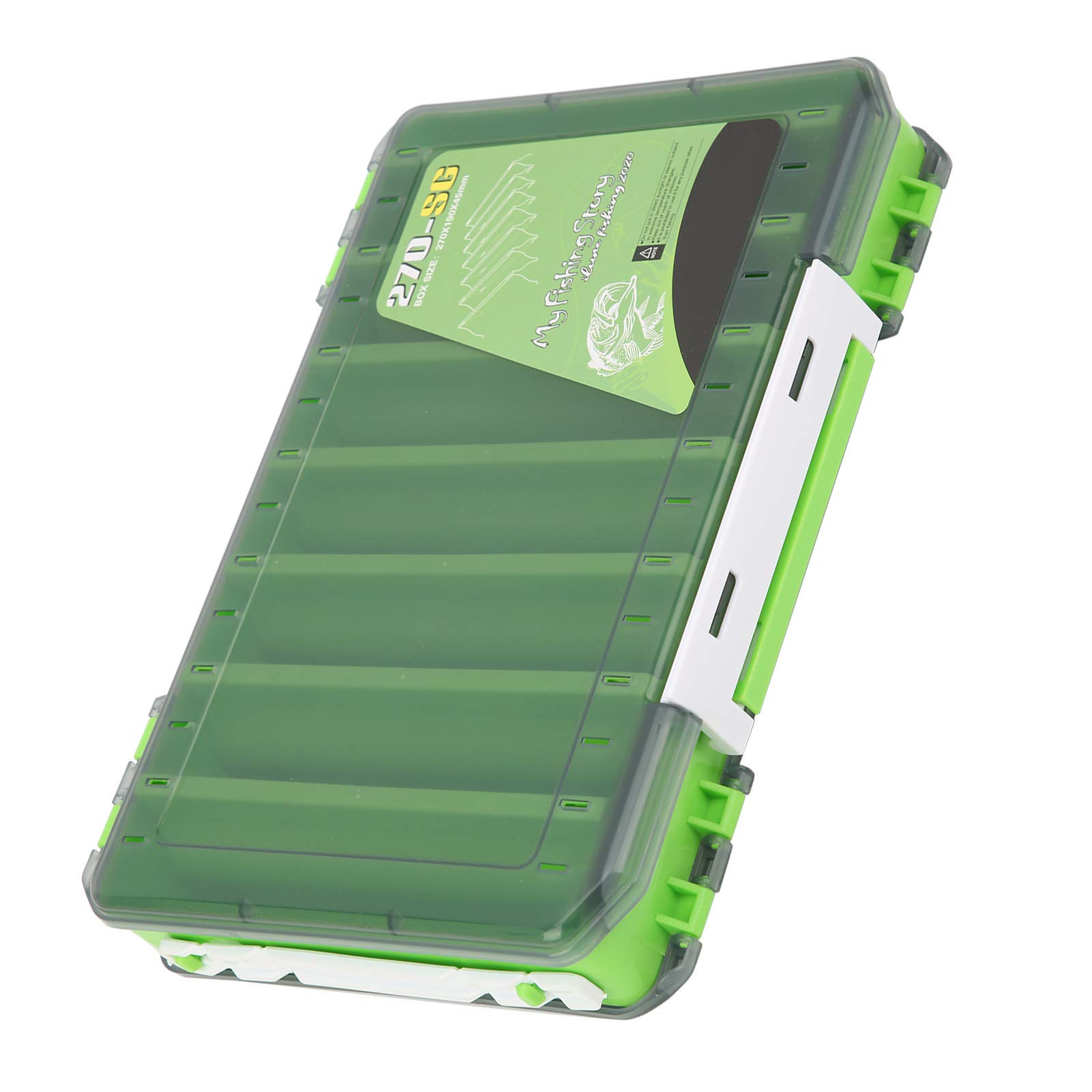 Qqmora Double Open Design Lure Storage Accessories Box 16 Grids Double-sided Design Pratical,for Storing Bait,Hooks and Fishing Accessories(green)