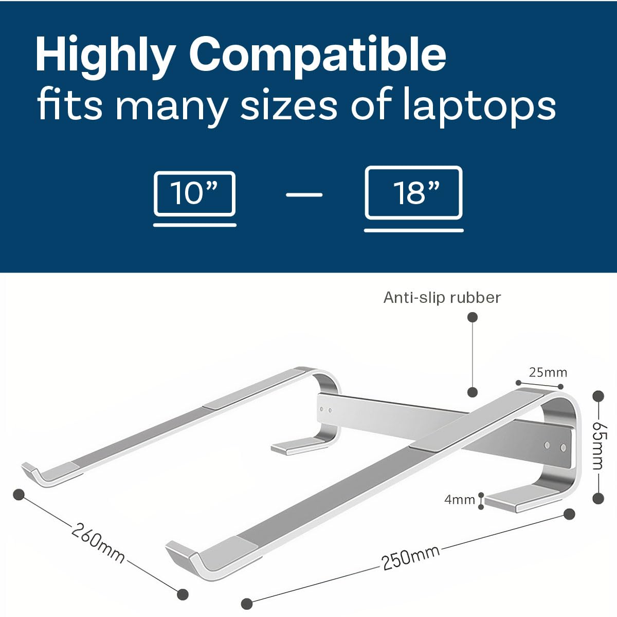 MMOBIEL Laptop Stand - Laptop Riser 10 to 18 inches - Ventilated Laptop Holder Universal - Laptop Stand for Desk Compatible with MacBook, Notebook, ASUS and More - Incl. Tools - Aluminum