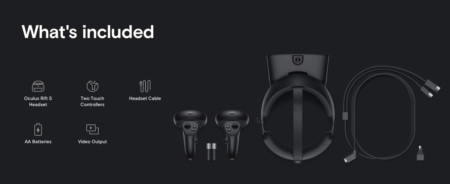 Oculus - Rift S PC-Powered VR Gaming Headset - Black - Two Touch Controller, 3D Positional Audio, Insight Tracking, Adjustable Halo Headband+ AllyFlex Mouspad