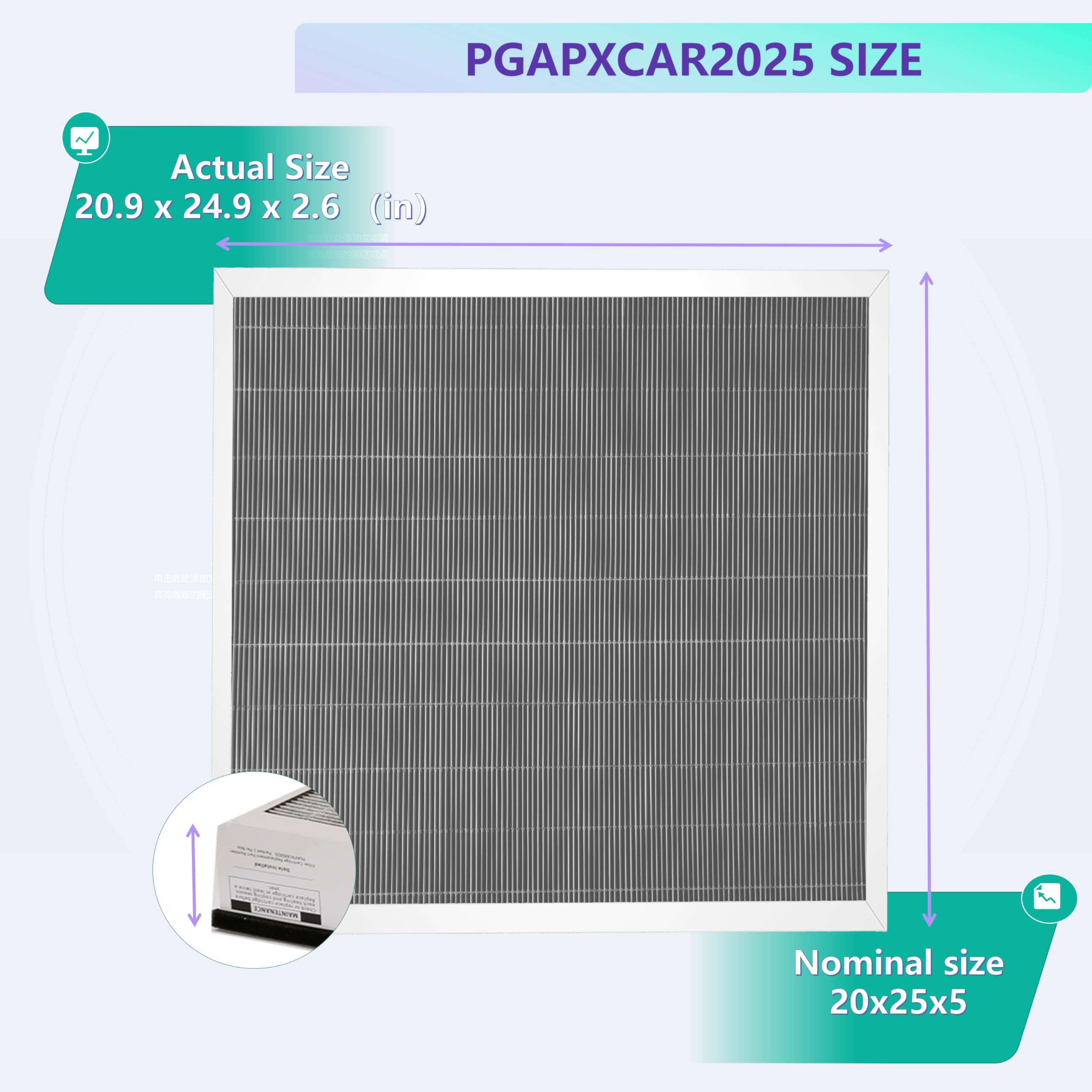 Upgrade PGAPXCAR2025-a02 (2-Pack) MERV16 Replacement Filter (20x25x3in) -Compatible with Bryant/Carrier part PGAPXCAR2025,PGAPXCAR2025-a01, PGAPXCAR2025-a02, AGAPXCAR2025,AGAPXCAR2025-A02