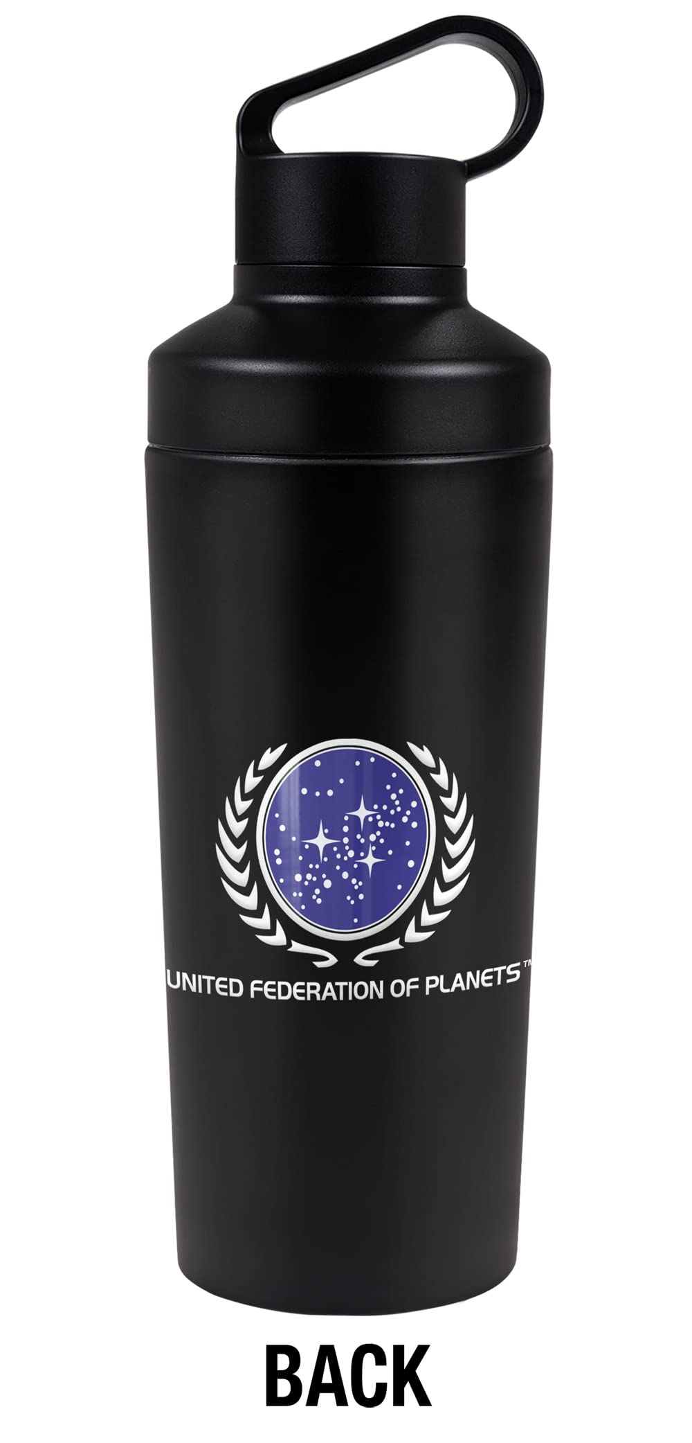 Star Trek OFFICIAL United Federation Logo 18 oz Insulated Water Bottle, Leak Resistant, Vacuum Insulated Stainless Steel with 2-in-1 Loop Cap