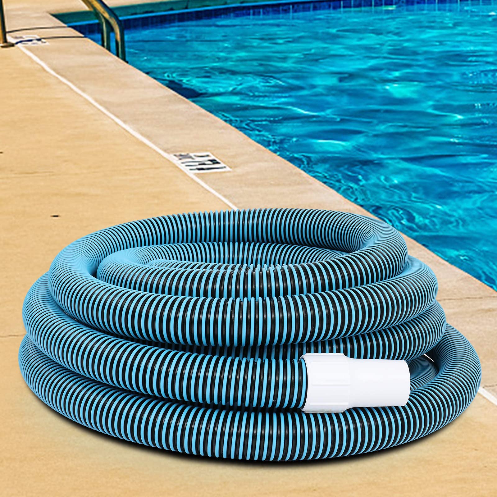 VINGLI 1-1/2-Inch by 55-Feet Pool Hose Commercial In-Ground and Above-Ground Pool Swimming Pool Vacuum Hose, Blue