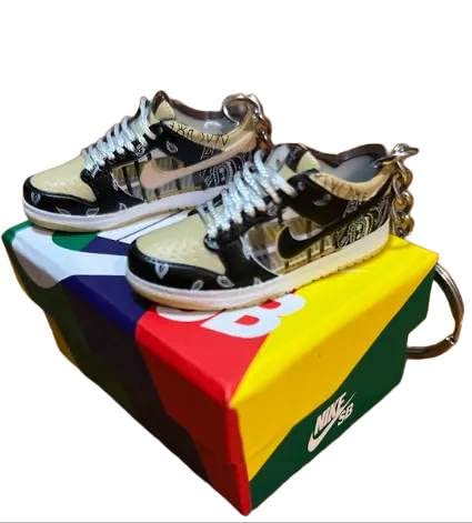 Mini Shoes Keychain Pair or Single With or Without The Box, Mini Kicks, Mini Sneaks, Black & Gray Mini Kicks Shoes Keychains (Pair w/Box)